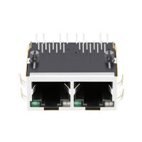 China 2250309-1 1X2 Port 10G Base-T Rj45 Jack Connector Tab Up Green Yellow / Green Leds for sale