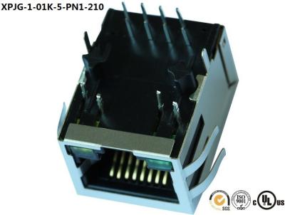 China Rj45 Connectors W/LED 8P8C Shielded /10/100 Mbps , XPJG-1-01K-5-PN1-210 for sale