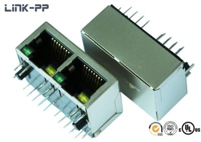 China 203310 Dual Port Gigabit Magnetic RJ45 Jack For Swiches boards Cross LPJG26813A31NL for sale