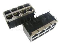 China 0811-2X4R-28-F 8 Port RJ45 Magjack Connector Through Hole 10/100 Base-T, AutoMDIX for sale