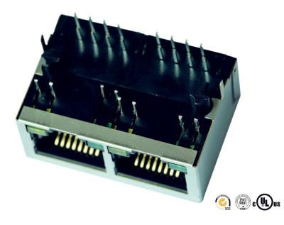 China ARJM12A2-805-BB-CW2 2..5G Base-T Magnetics RJ45 Jack 1x2 Port With Led for sale