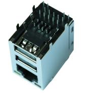 China LPJU4101AONL RJ45 USB Connector 100 BASE-T Cross 08B01X1T06-F for sale