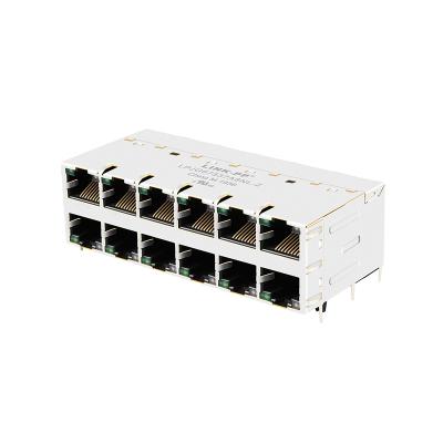 China JT5-2670NL THT RJ45 Magnetic Jacks 10G Base-T 2x6 Port With Leds for sale