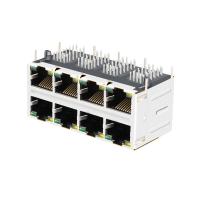 China 2x4 RJ45 Magnetic Connectors JT5-2410NL Compatible LINK PP 10G Base-T With LED for sale