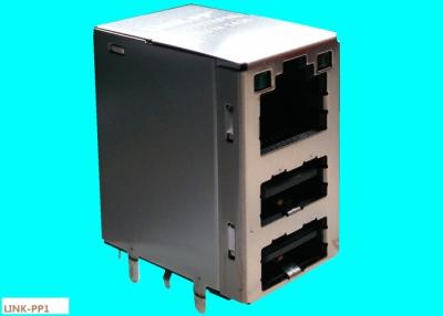 China Dual USB Combo  RJ45 45F-10201DYDXNL10 / 100 / 1000 BASE-TX JACK LPJU5202BONL for sale