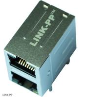 China LPJG17561BGNL Gigabit RJ45 AR0508-6232 Stacked 2x1 Magnetic Jack 1000Base-T for sale