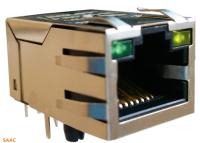 China J1B321ZDD MagJack RJ45 LPJ15125AENL 10 / 100base-T Tab-up Shielded With LEDs for sale