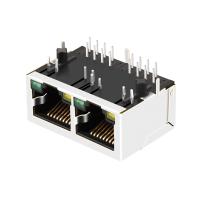China Through Hole Rj45 Ethernet Jack No Diodes 1X2 RJ45 Multi Port Jack for sale