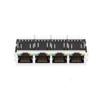 China LPJE104ADNL 1X4 Port FR4 PCB RJ45 Modular Jack Side Entry Tab Down Yellow/Green Led for sale