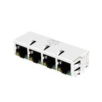 China LPJE104ADNL 1X4 Port FR4 PCB RJ45 Modular Jack Side Entry Tab Down Yellow/Green Led for sale