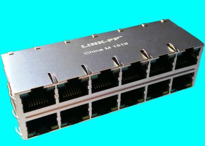 China Stacked RJ45 2x6 Port  LPJG67037AENL Gigabyte Circuit 1000Base-T With LEDs for sale