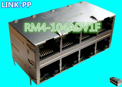 China RM4-104ADV1F Stacked RJ45 LPJ47408CNL 2x4 Port Rj45 With 10 / 100Base-T Magnetic for sale