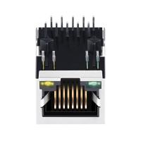 China LPJG4933HENL 100/1000 Base-T Single Port Rj45 Ethernet Jack Tab Down Green/Yellow Led for sale