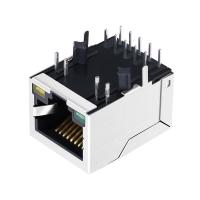 China LPJG4933HENL 100/1000 Base-T Single Port Rj45 Ethernet Jack Tab Down Green/Yellow Led for sale
