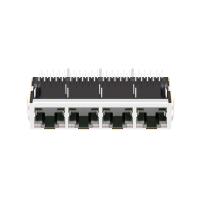 China 2250083-1 1x4 Port RJ45 Magnetic Connectors 10G Base-T Tab Up With GO/GO Lightpipe for sale