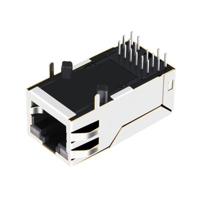 China 2250368-1 Tab Up 10G Base-T RJ45 MagJack Connector Single Port 4PPoE 60W With GY/GY Leds for sale