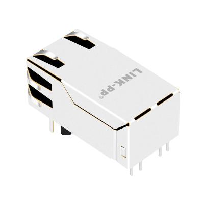 China 0826-1X1T-KL-F 4PPoE 100W Single Port 5G Base-T Magnetic RJ45 Jack Tab Up With Leds for sale