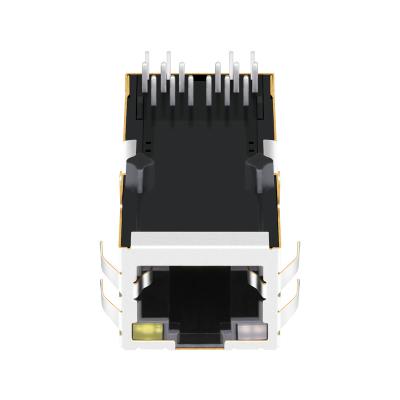 China 0826-1X1T-M1-F POE RJ45 MagJack 1x1 Port 1000 Base-T Tab Up With OG/Y Led RoHS for sale