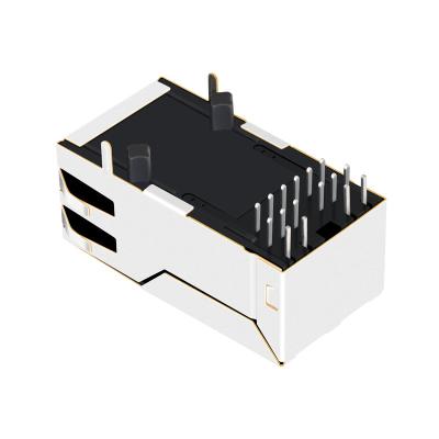 China 0875-1X1T-B2 1000 Base-T Tab Up 1 Port RJ45 Modular Jack With OG/Y Led for sale
