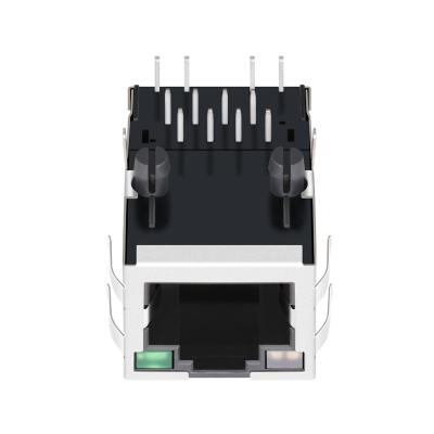 China 08B0-1K1T-06-F 10/100BASE-T Magnetic Rj45 Jack 1X1 Port Tab Up YG/G Led for sale