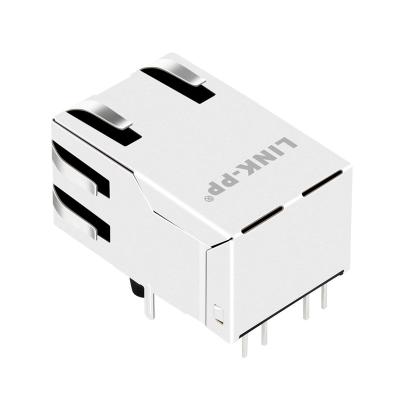 China 0875-1A1T-P2 6PIN RJ45 Magnetic Jack 1X1 Port Tab Up Green/Yellow Led RoHS for sale
