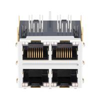China JT5-2270NL 1000 Base-T 2x2 Port Magnetic RJ45 Jacks THT 12p8c With LIGHT PIPES for sale