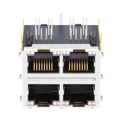 China JT5-2270NL 1000 Base-T 2x2 Port Magnetic RJ45 Jacks THT 12p8c With LIGHT PIPES for sale