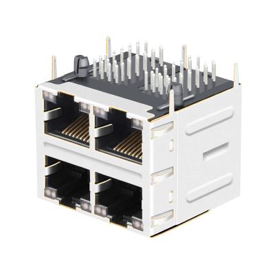 China JT5-2210NL 10G Base-T 2x2 Port Rj45 Jacks JT5-2210NL 12p8c THT With LedS for sale