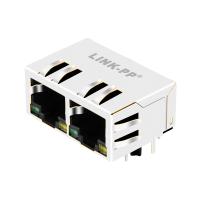 China E5J88-41AHS4-LT CAT5e 1X2 Port RJ45 Magjack Connectors Tab Down With GREEN/YELLOW led for sale