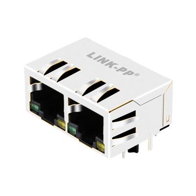 China E5J88-41AHS4-LT CAT5e 1X2 Port RJ45 Magjack Connectors Tab Down With GREEN/YELLOW led for sale