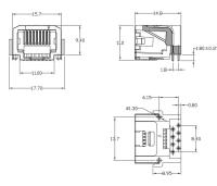 China E6688-2C0222-L 1X1 Port Tab Down CAT3 RJ45 Jack  8P8C SIDE ENTRY NO LEDS for sale