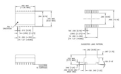 China ST7032FNLT 10 Base-T Single Port 16 Pin SMD ETHERNET TRANSFORMER NON-POE for sale