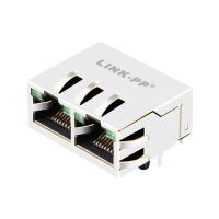 China JGL-0001NL 1x2 Port Gigabit Low Profile RJ45 Connector Tab Up GREEN/GREEN Led for sale
