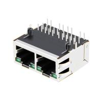 China JGL-0001NL 1x2 Port Gigabit Low Profile RJ45 Connector Tab Up GREEN/GREEN Led for sale