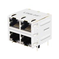 China JT5-2270NL 2X2 Port 1000BASE-T RJ45 MagJack Connector With LIGHT PIPES for sale