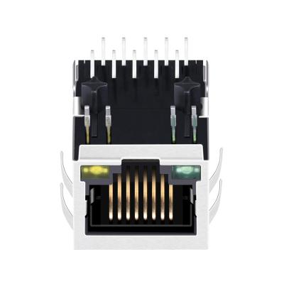 China JXD0-9015NL 1000 BASE-TX Tab DOWN GREEN/YELLOW Led 10PIN RJ45 Magjack SIDE ENTRY for sale