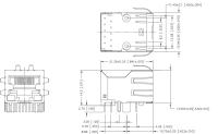 China JXD0-9015NL 1000 BASE-TX Tab DOWN GREEN/YELLOW Led 10PIN RJ45 Magjack SIDE ENTRY for sale