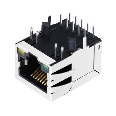 China JXD0-9015NLT Tab DOWN 1000 BASE-T 10P8C Magnetic RJ45 Jack With G/Y Led for sale