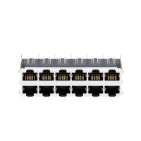 China JT5-2610CNL 10G BASE-T 2X6 PORT RJ45 Magnetic Jack Female Connector With LIGHT PIPES for sale
