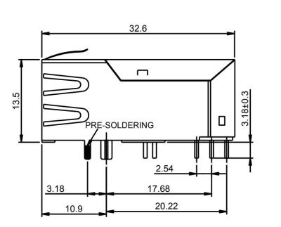 China 56F-1803DGDZ2NL 1A Single Port 2.5G BASE-T POE+ RJ45 Magnetic Connector for sale