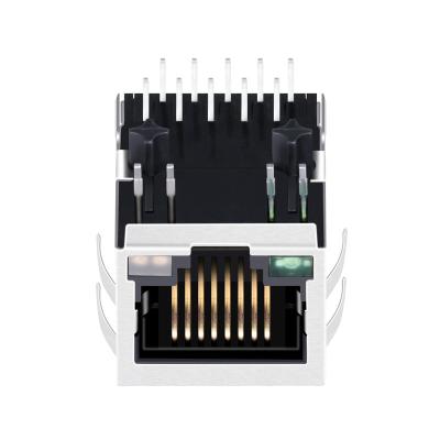 China ARJM11B1-805-KB-CW2 Single Port Tab Down 2.5G Base-T RJ45 MagJack G/O&Y Led for sale