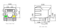 China RJ324109BN-LF 100 Base-T Tab Down 1 Port RJ45 Jack Connector Green/Yellow Led LPJ0011GENL for sale
