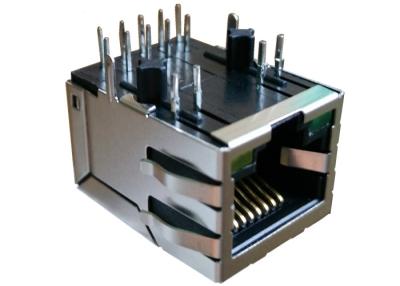 China HFJ11-LGHRPE-L12RL Gigabit PoE+ / POE RJ45 Connector with Common Mode Choke for sale