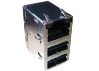 China GSPX-B-S2-GG-9100 RJ45 USB Connector 10 / 100Mbps Magnetic for sale