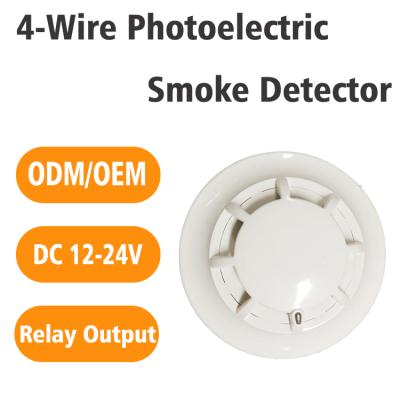 China DC12-24V 4 Wire Smoke Detector with Relay Output High Sensitivity 105mm for Industrial Control for sale