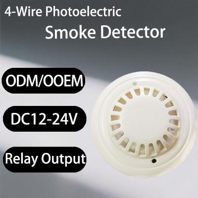 China DC12-24V 4-Wire Smoke Detector with Relay Output High Sensitivity for Industrial Fire Warning Systems for sale