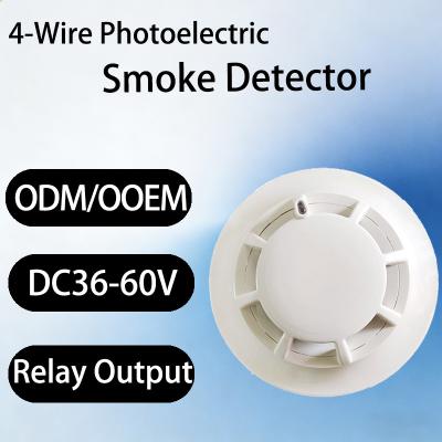 China 48V DC 4 Wire Smoke Detector with Relay Output 65dB Sound Alarm for Fire Safety Systems for sale