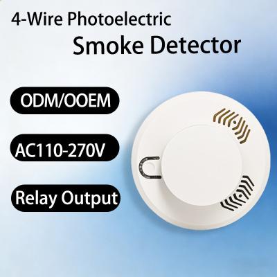 China AC90-270V 4-Wire Industrial Smoke Detector with Relay Output for Fire Safety for sale