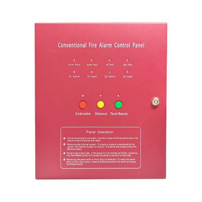 China 2 Zone Conventional Fire Alarm Control Panel AC 90-270V LED Display CE Certified Wall Mounted System for sale