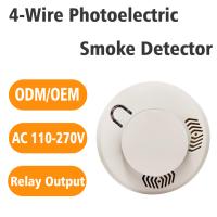China 4-Wire Photoelectric Smoke Detector AC 110V Relay Output Industrial Fire Alarm Sensor ABS Plastic for sale